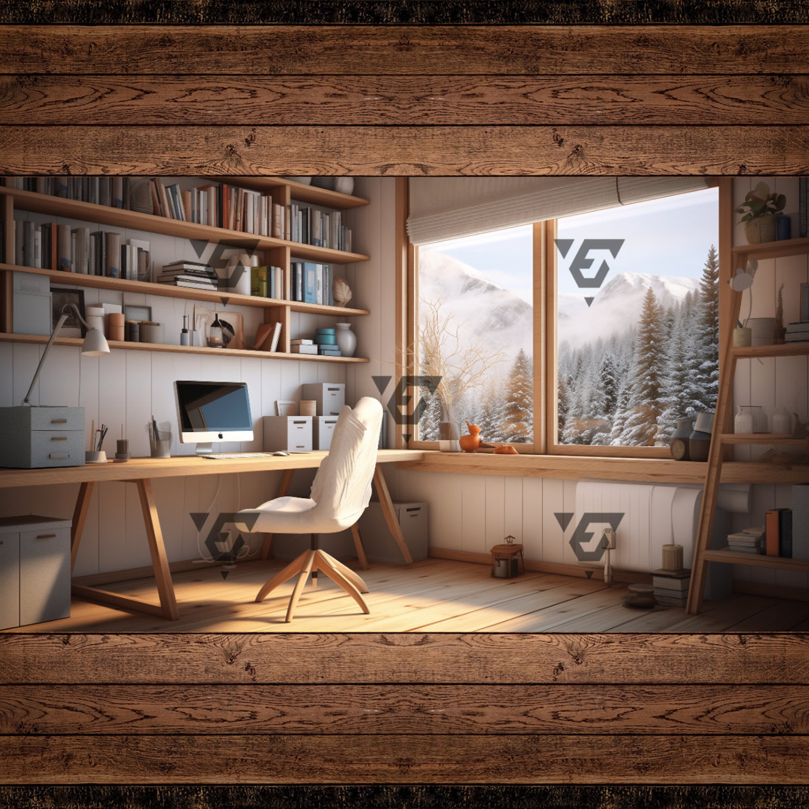 Cozy Virtual Backgrounds Winter Office Scenes | 4 Zoom Virtual ...