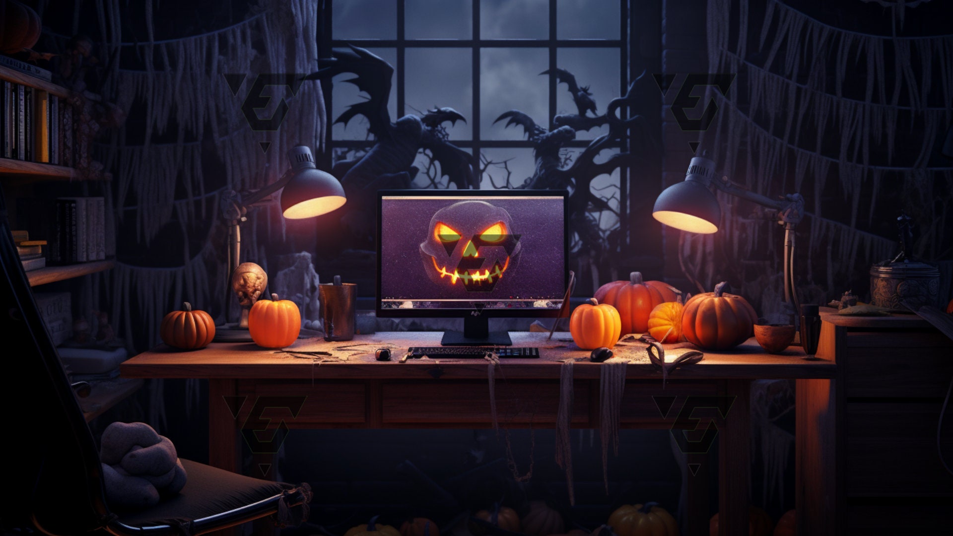 Halloween Spooky Office Virtual Backgrounds | 4 Zoom Virtual ...