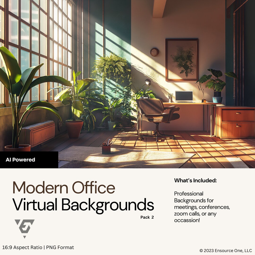 Sunlit Modern Office Virtual Backgrounds Vol. 2 | 5 Zoom Virtual ...