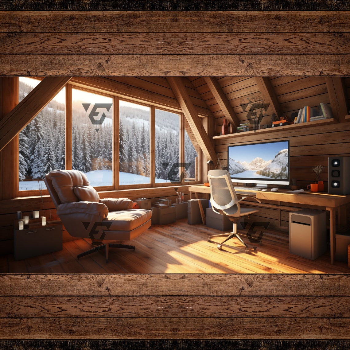 Cozy Virtual Backgrounds Winter Office Scenes 4 Zoom Virtual ...