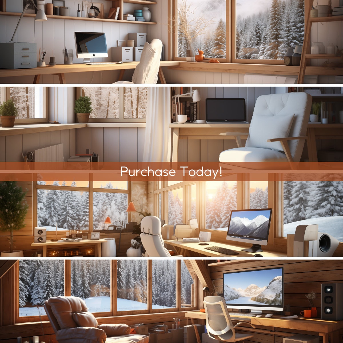 Cozy Virtual Backgrounds Winter Office Scenes 4 Zoom Virtual ...
