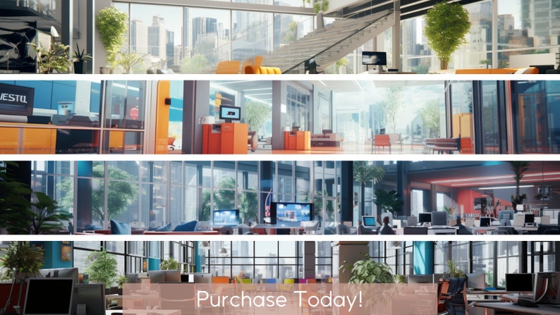 Vibrant Office Virtual Backgrounds 4 Zoom Virtual - Etsy