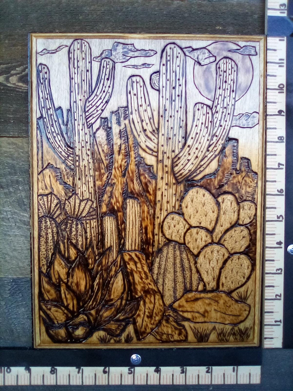 Picture, Art ,desert Scene, Wood Burning, Wall Hanging, Pyrography - Etsy