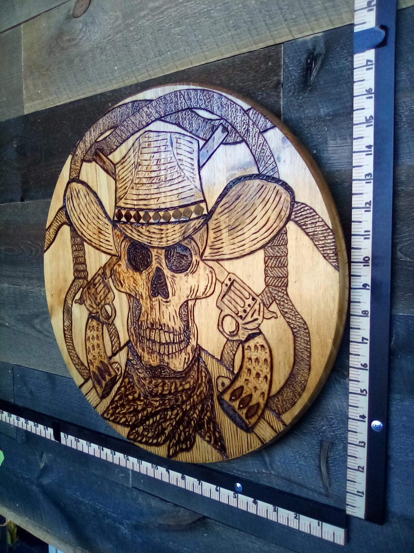 Cowboy Skull, Wood Burning, Wall Hanging, Pyrography - Etsy