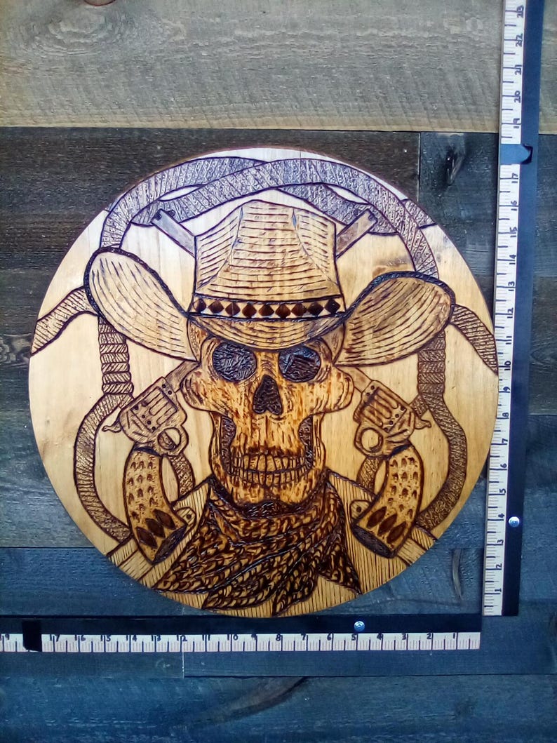 Cowboy Skull, Wood Burning, Wall Hanging, Pyrography - Etsy