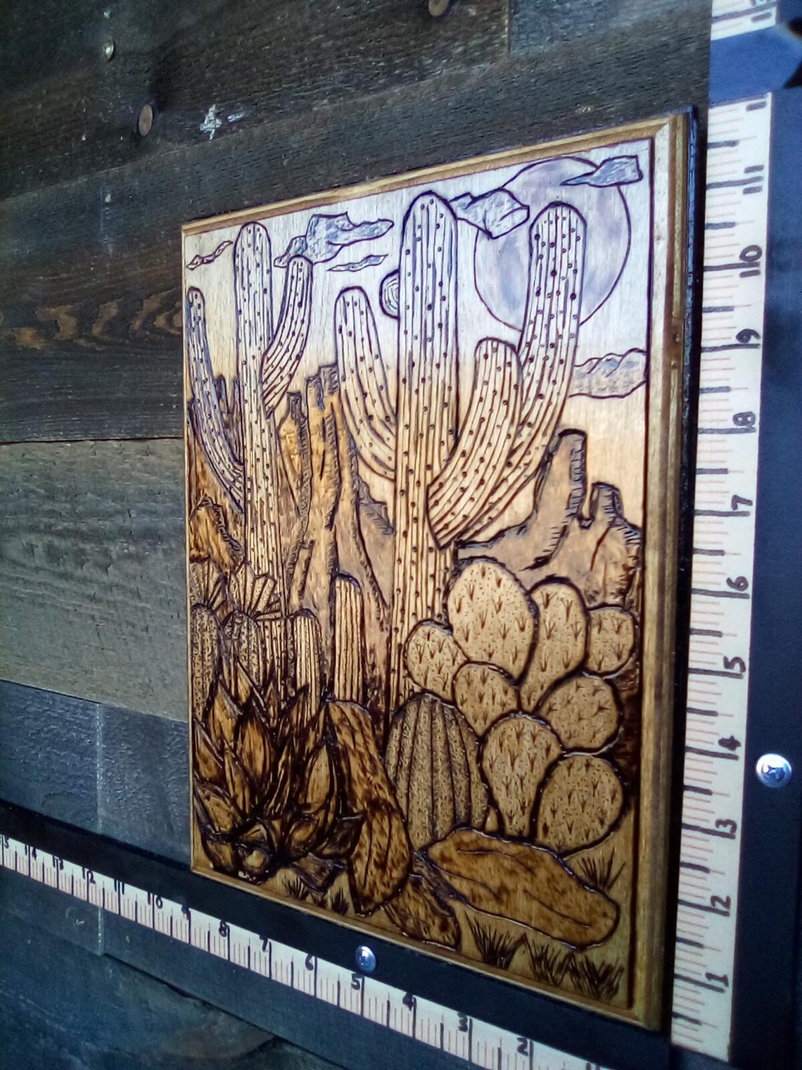 Picture, Art ,desert Scene, Wood Burning, Wall Hanging, Pyrography - Etsy