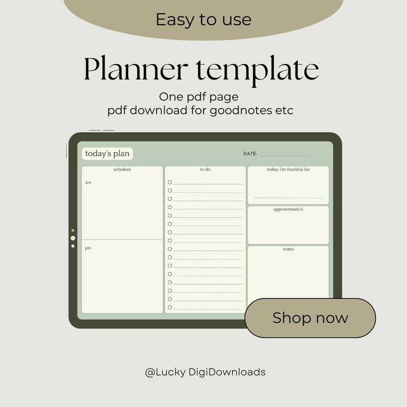 Green Digital Goodnotes Planner Template, Undated Planner, Planner Page ...
