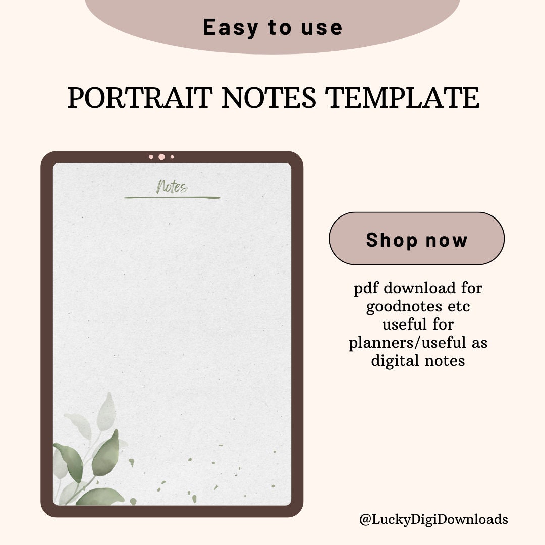 Digital Notes Page Goodnotes Template Digital Planner Page for ...