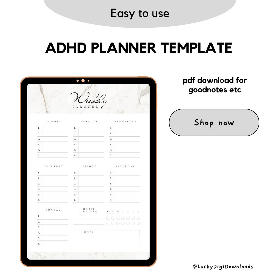 ADHD Planner Goodnotes Template Digital Download Planner Page for ...