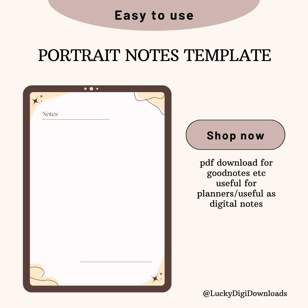 Digital Notes Page Goodnotes Template Digital Planner Page - Etsy