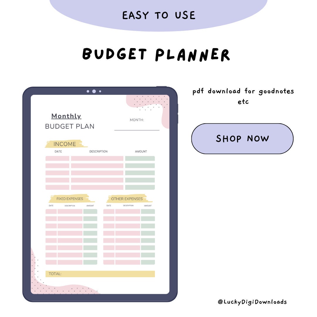 Budget Planner Goodnotes Template Digital Download Planner Page for ...