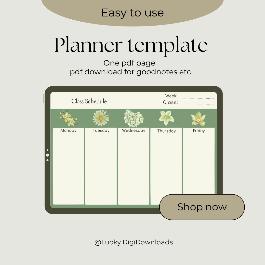 Green Digital Goodnotes Planner Template, Undated Planner, Planner Page ...