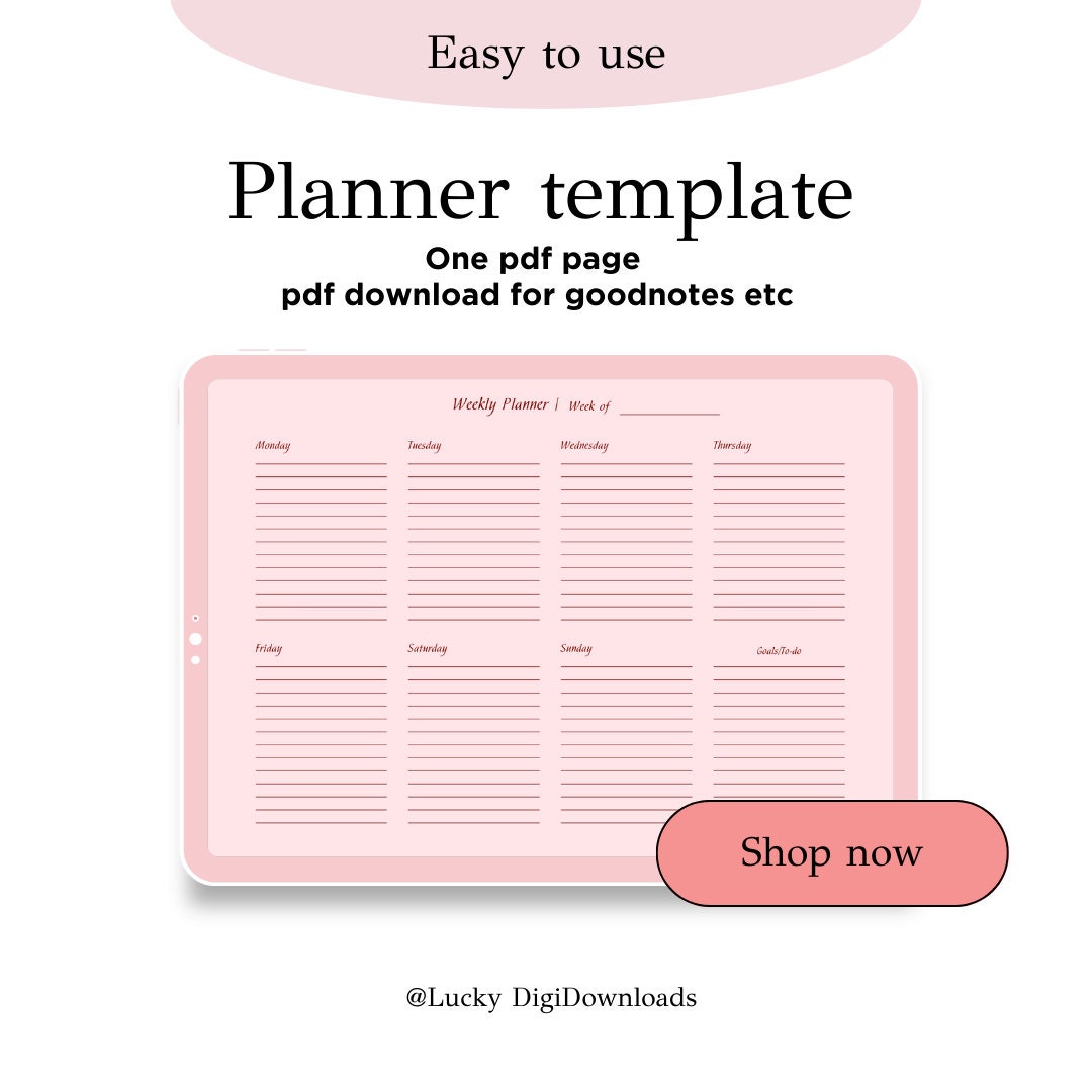 Pink Digital Goodnotes Planner Template Undated Planner - Etsy