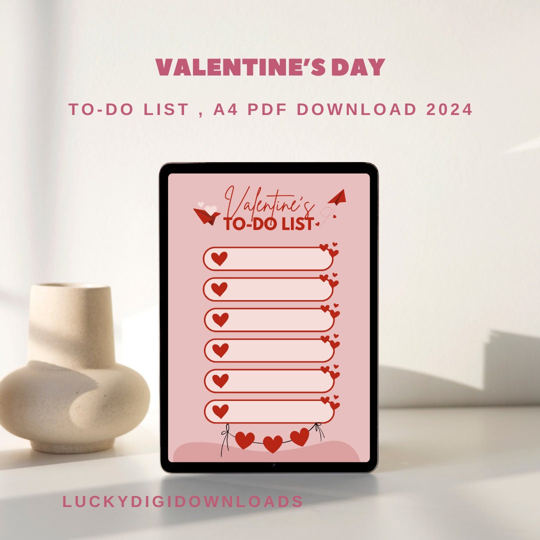 Valentines Day 2024 To-do List Template A4 Template for Goodnotes, Easy ...
