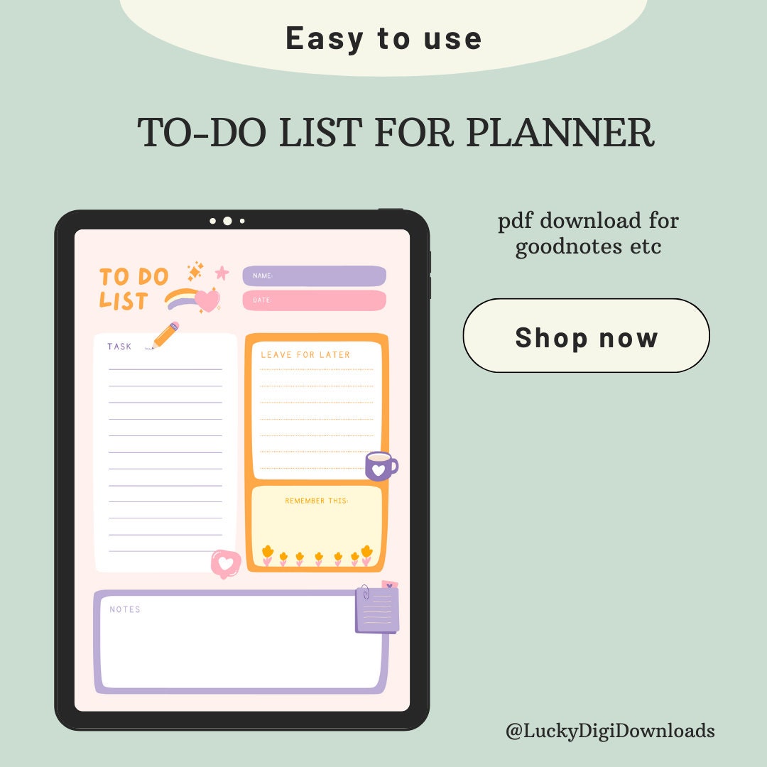 To-do List Goodnotes Template Digital Download Planner Page for ...