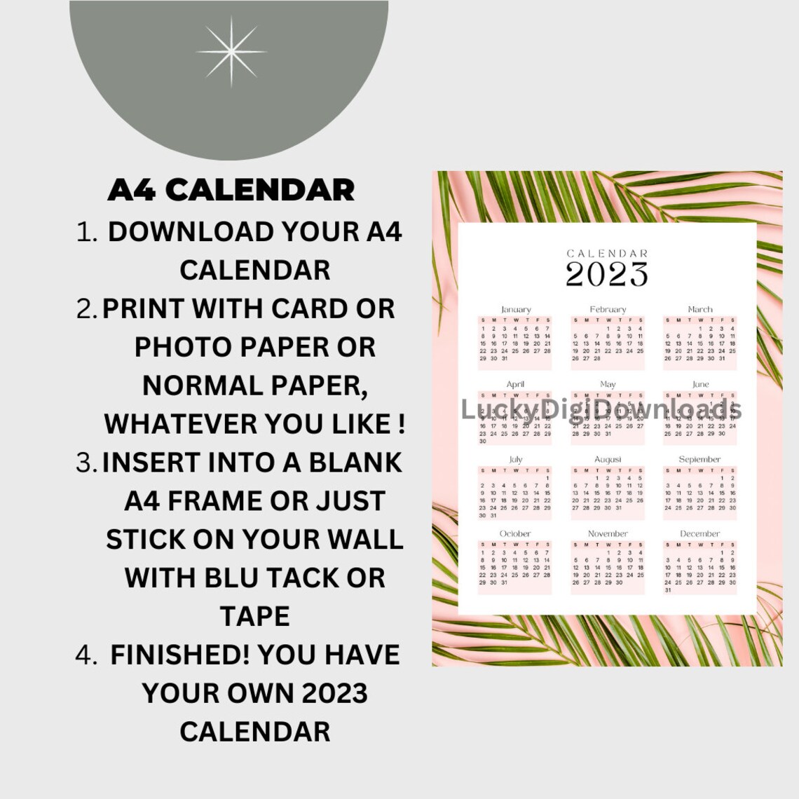 2024 Calendar Printable A4 , A4 2024 Full Calendar Suitable for Framing ...