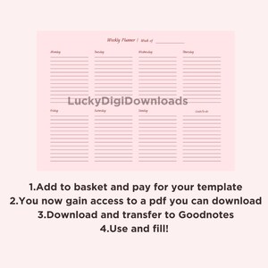 Pink Digital Goodnotes Planner Template, Undated Planner, Planner Page ...