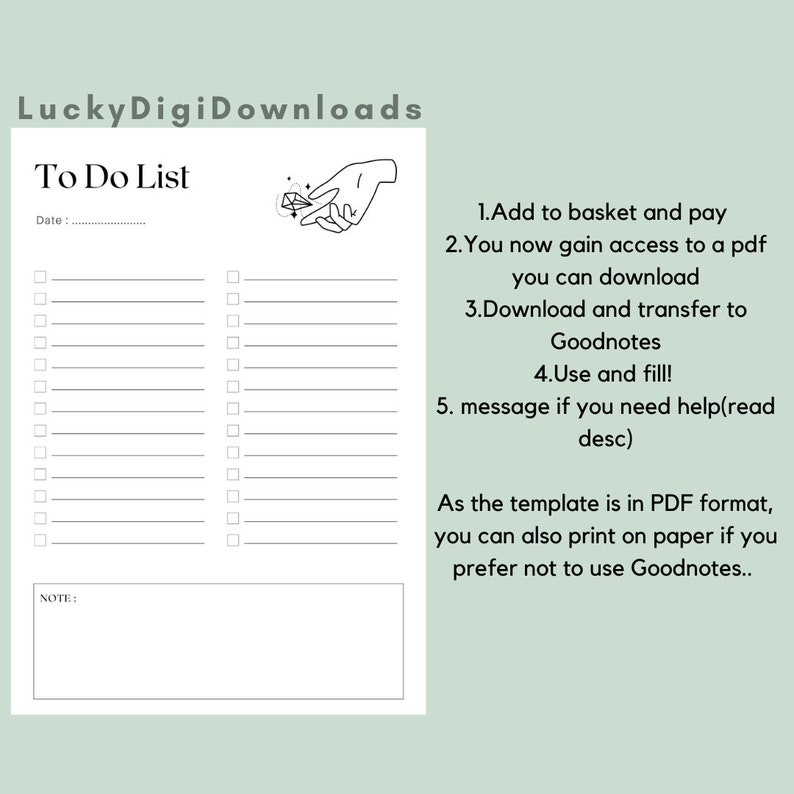 To-do List Goodnotes Template Digital Download Planner Page - Etsy