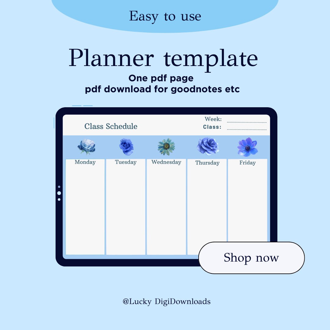 Blue Digital Goodnotes Planner Template, Undated Planner, Planner Page ...