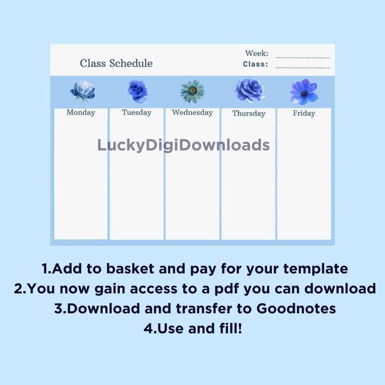 Blue Digital Goodnotes Planner Template, Undated Planner, Planner Page ...