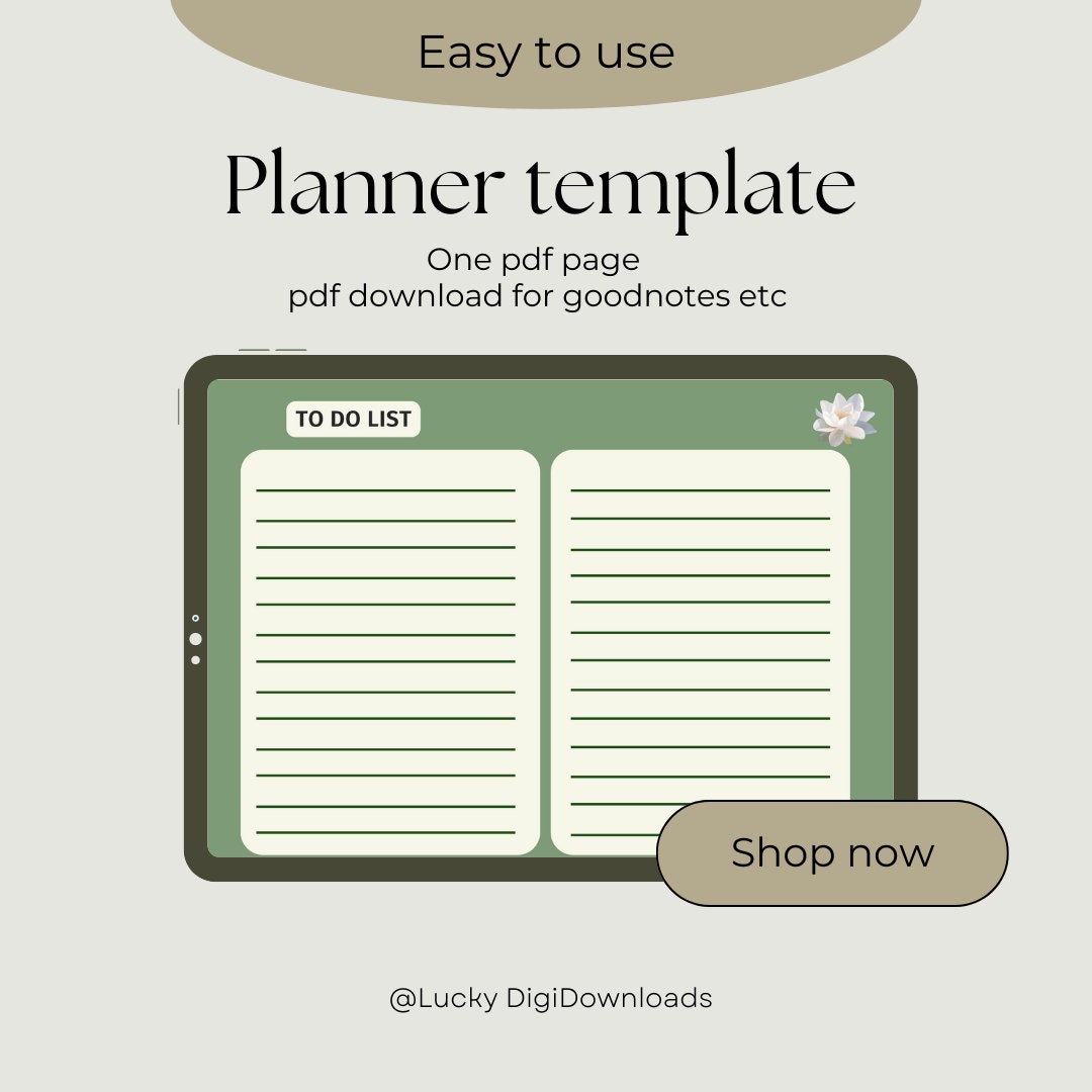 Green Digital Goodnotes Planner Template Undated Planner - Etsy