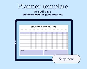 Blue Digital Goodnotes Planner Template, Undated Planner, Planner Page ...