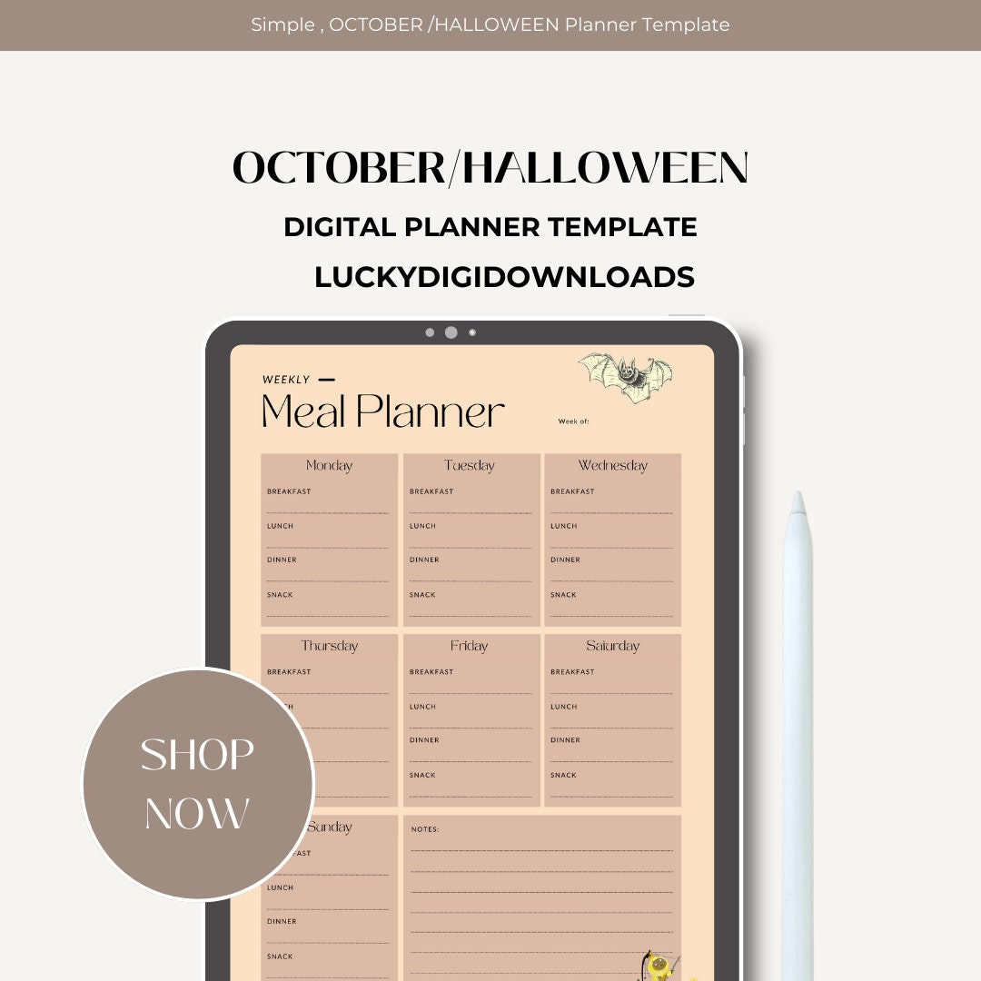 Halloween October Weekly Planner Goodnotes Digital A4 Template - Etsy