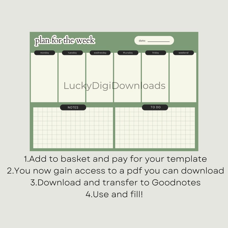 Green Digital Goodnotes Planner Template Undated Planner - Etsy