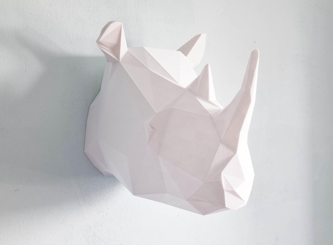 Low Poly Rhinoceros Head Wall Mount: Geometric Faux Taxidermy - Etsy