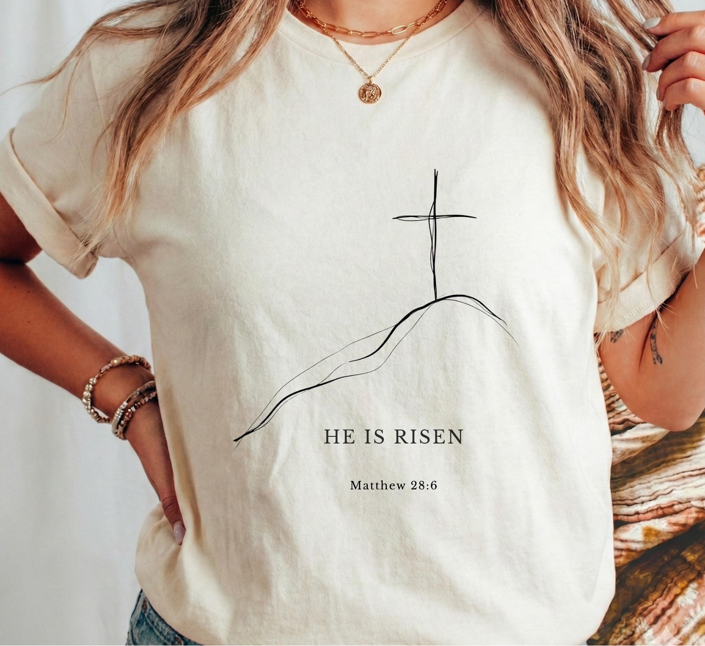 Minimalist He is Risen PNG, Christian Line Art Cross, Simple Easter ...