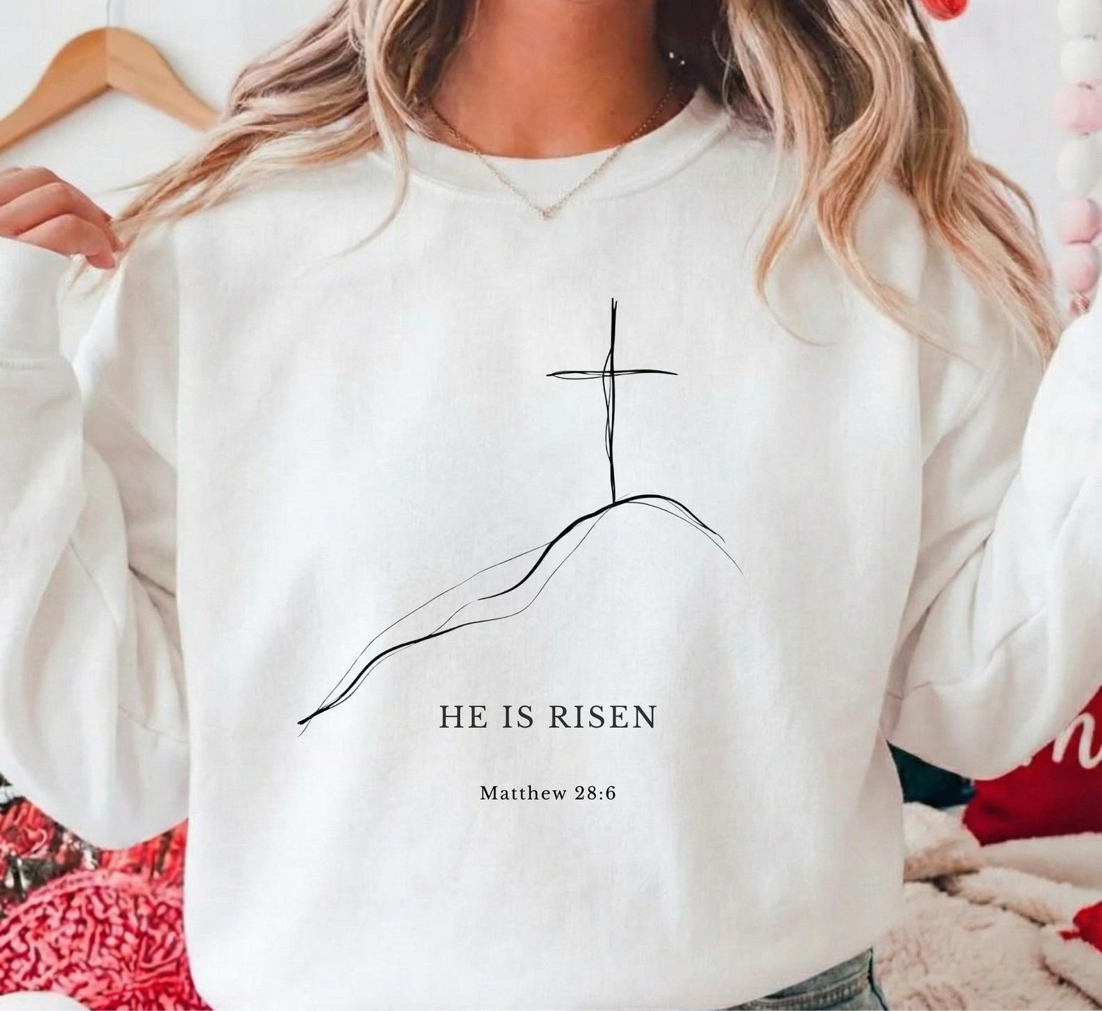 Minimalist He is Risen PNG, Christian Line Art Cross, Simple Easter ...