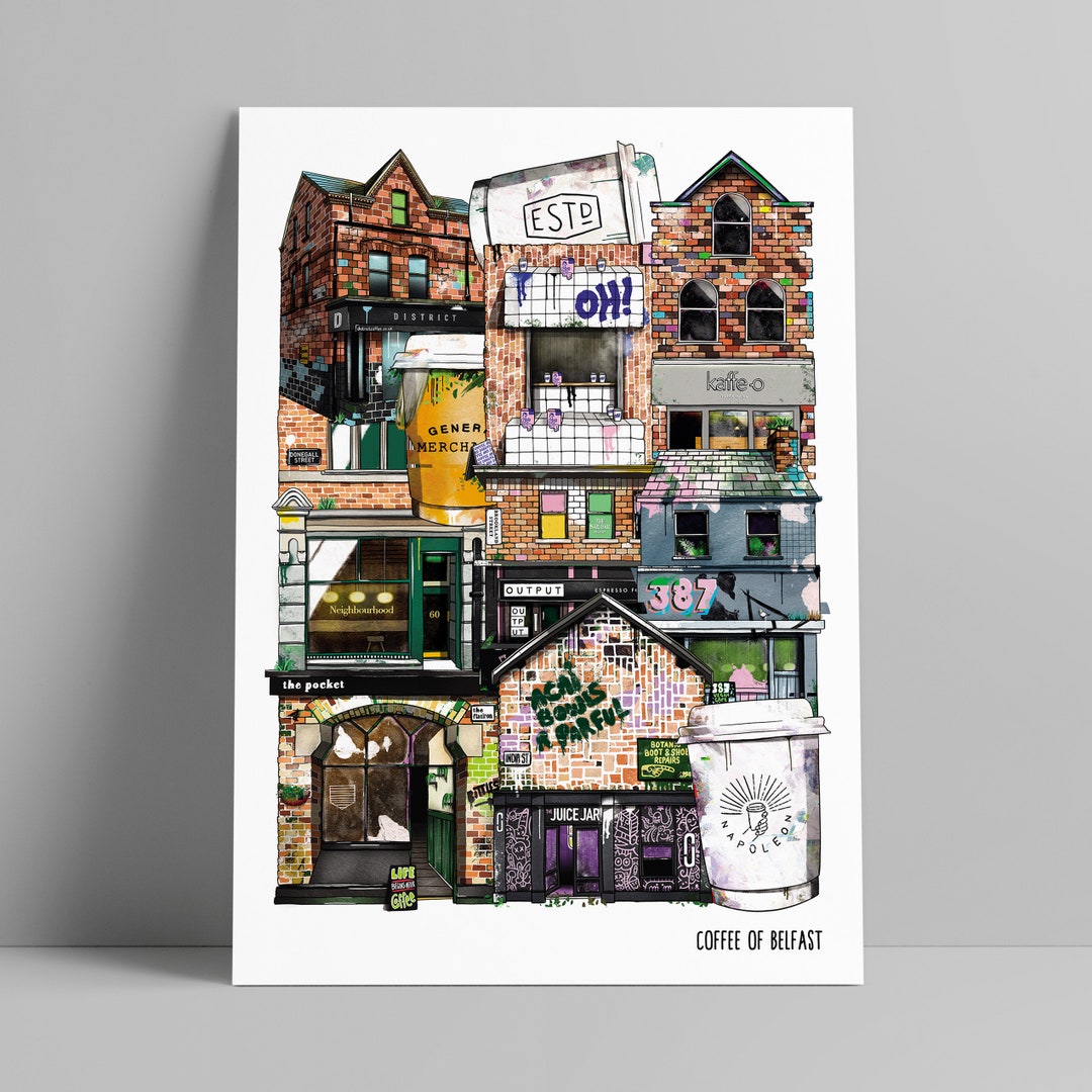Coffee of Belfast Print Northern Ireland Irish Coffee Art Coffee Lover ...