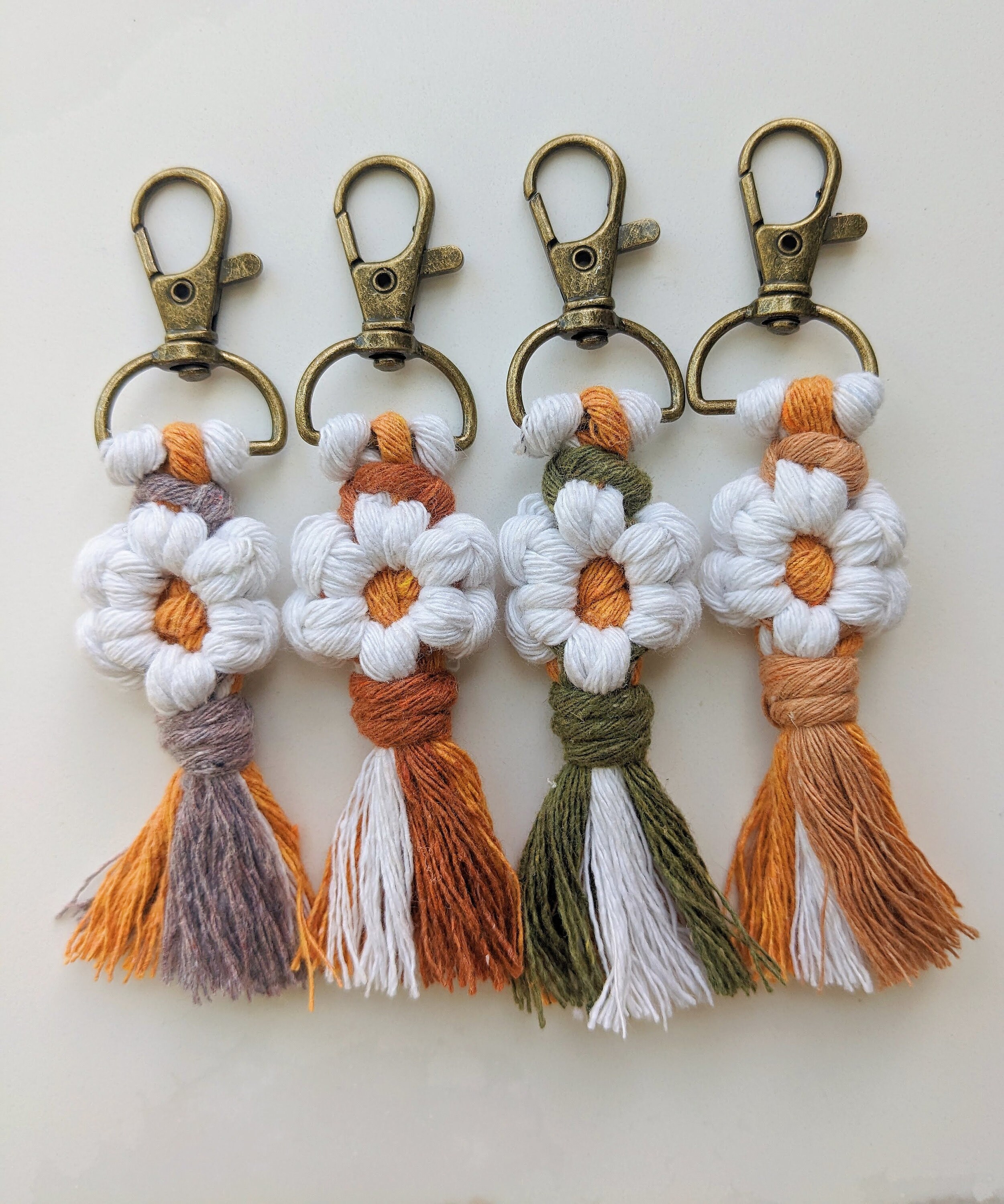 Macrame Mini Keychain, Macrame Flower Keychain, Mini Flower Keychain ...