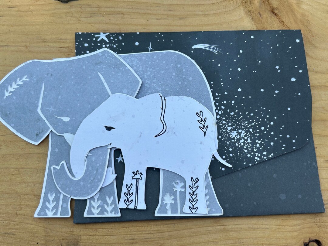 Detailed Elephant Interlocking Trunk Card With Envelope - Etsy
