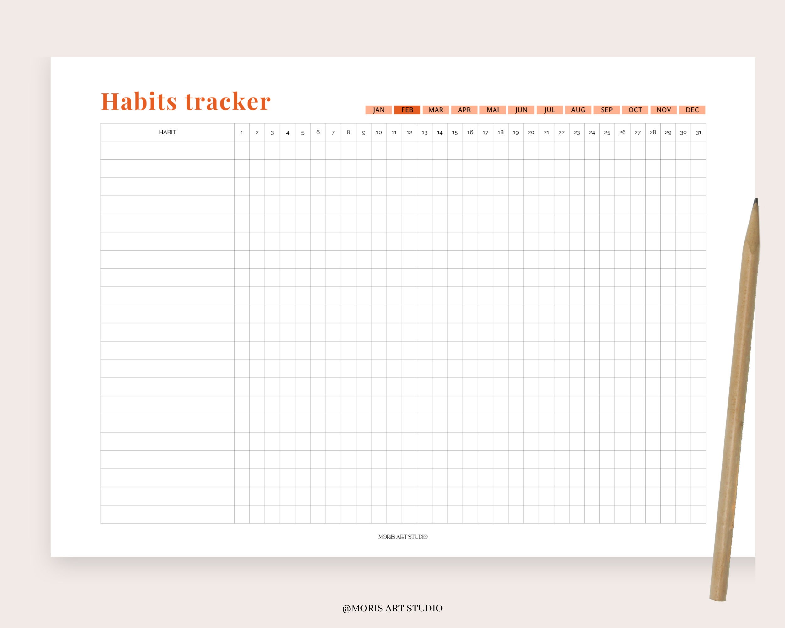 Monthly Habit Tracker Printable & Digital Routine Tracking - Etsy