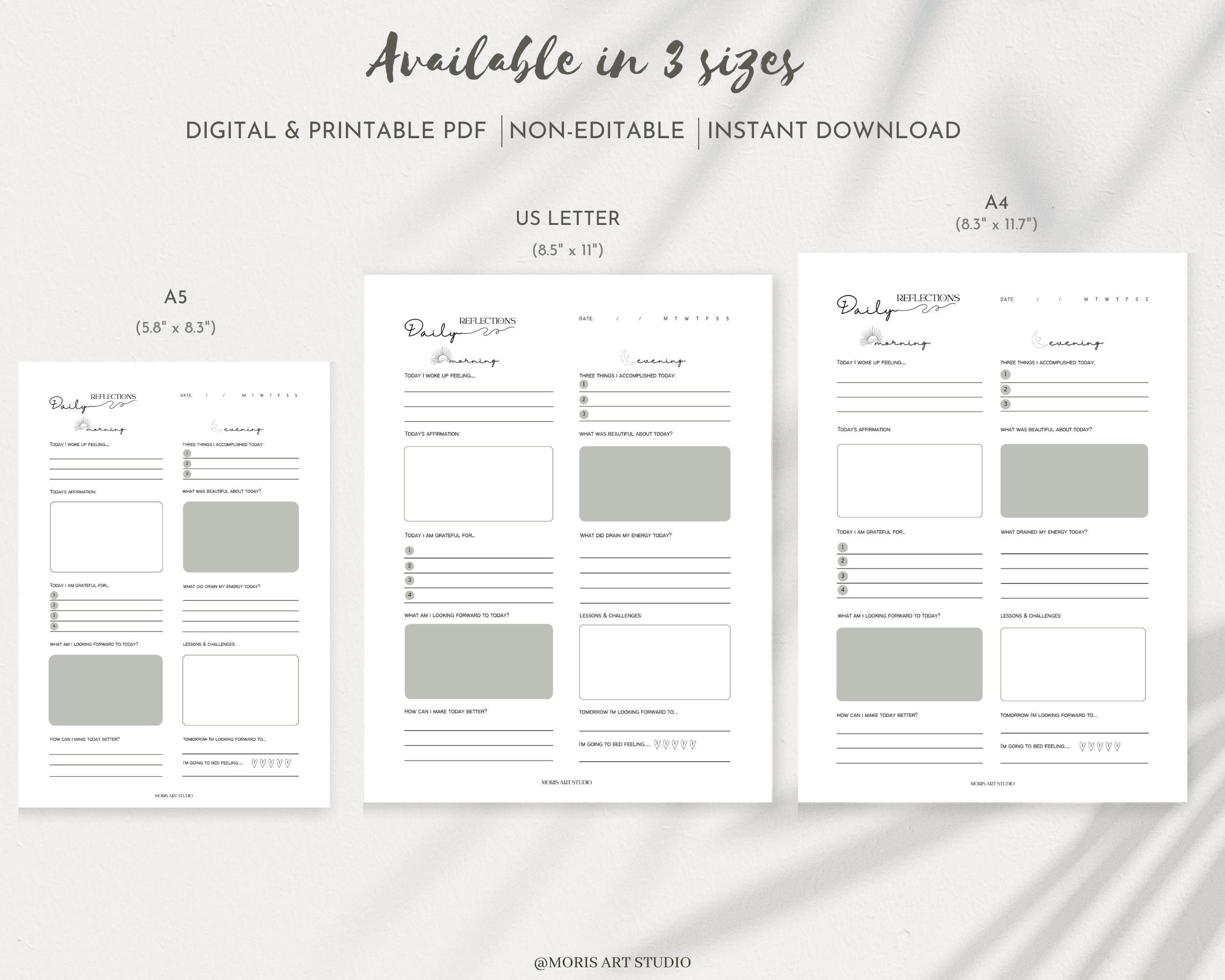 Morning & Night Check in Template, Daily Reflections Journal, Daily ...