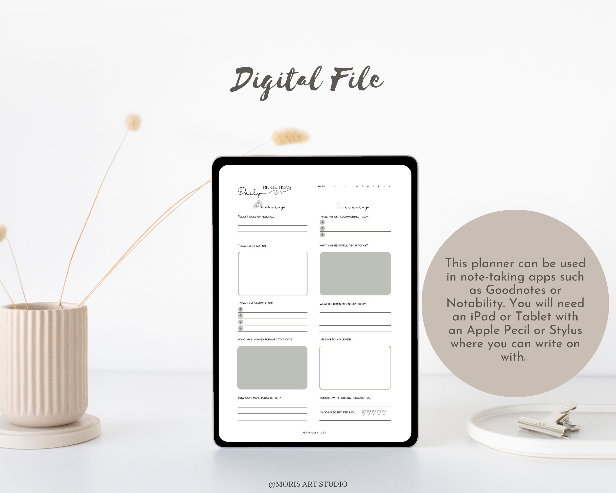 Morning & Night Check in Template, Daily Reflections Journal, Daily ...
