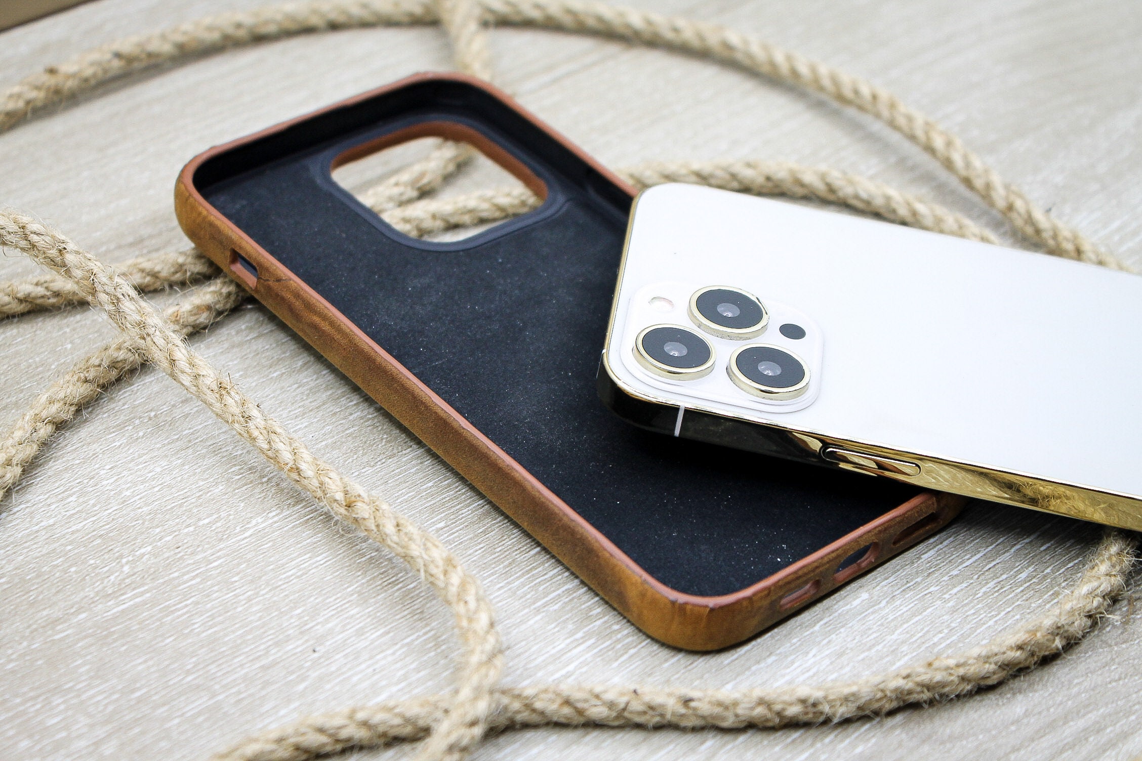 Full Grain Leather Phone Case, Camel Phone Cover, iPhone 14, 13, 12, 11 ...