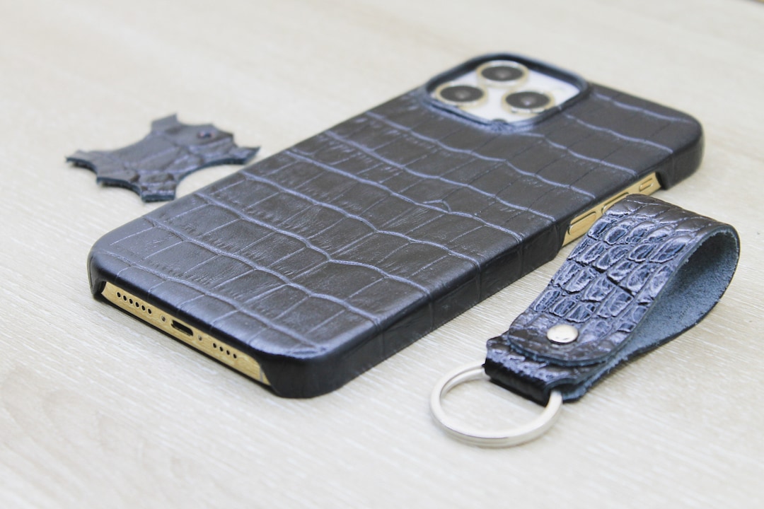 Custom Black Croco Pattern Luxury iPhone Case, iPhone 15, 14, 13, 12 ...
