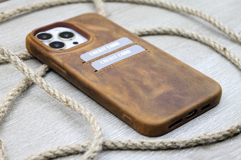 Full Grain Leather Phone Case, Camel Phone Cover, iPhone 14, 13, 12, 11 ...