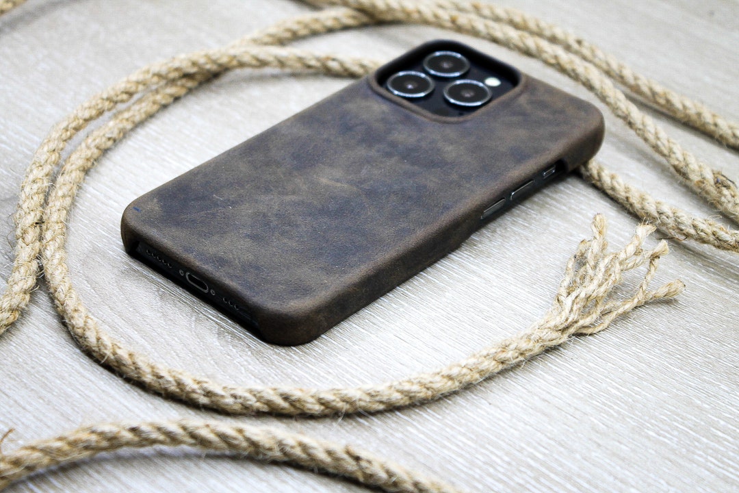 Genuine Leather iPhone Cover,tumbled Brown Cell Phone, iPhone 14, 13 ...