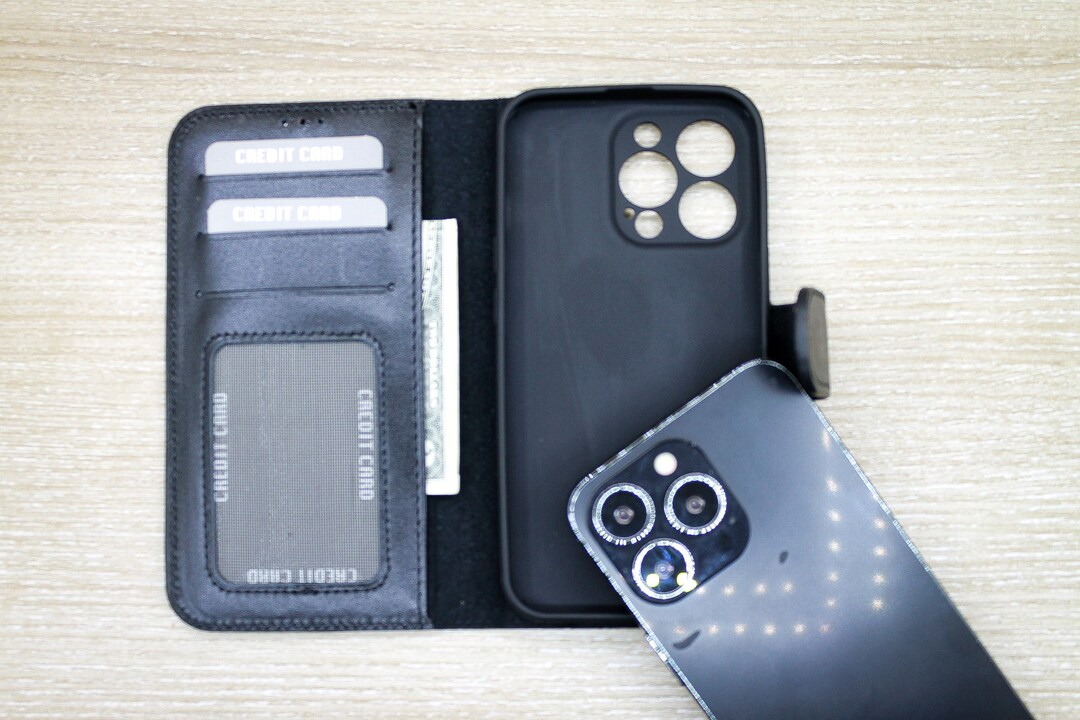 Russet Leather Wallet Phone Case Black Credit Card Phone - Etsy