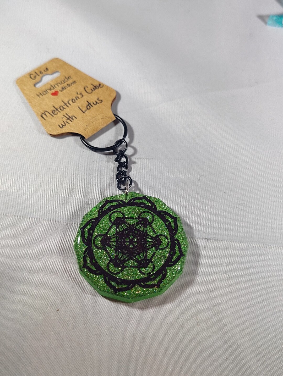 Metatron Cube With Lotus Keychain - Etsy