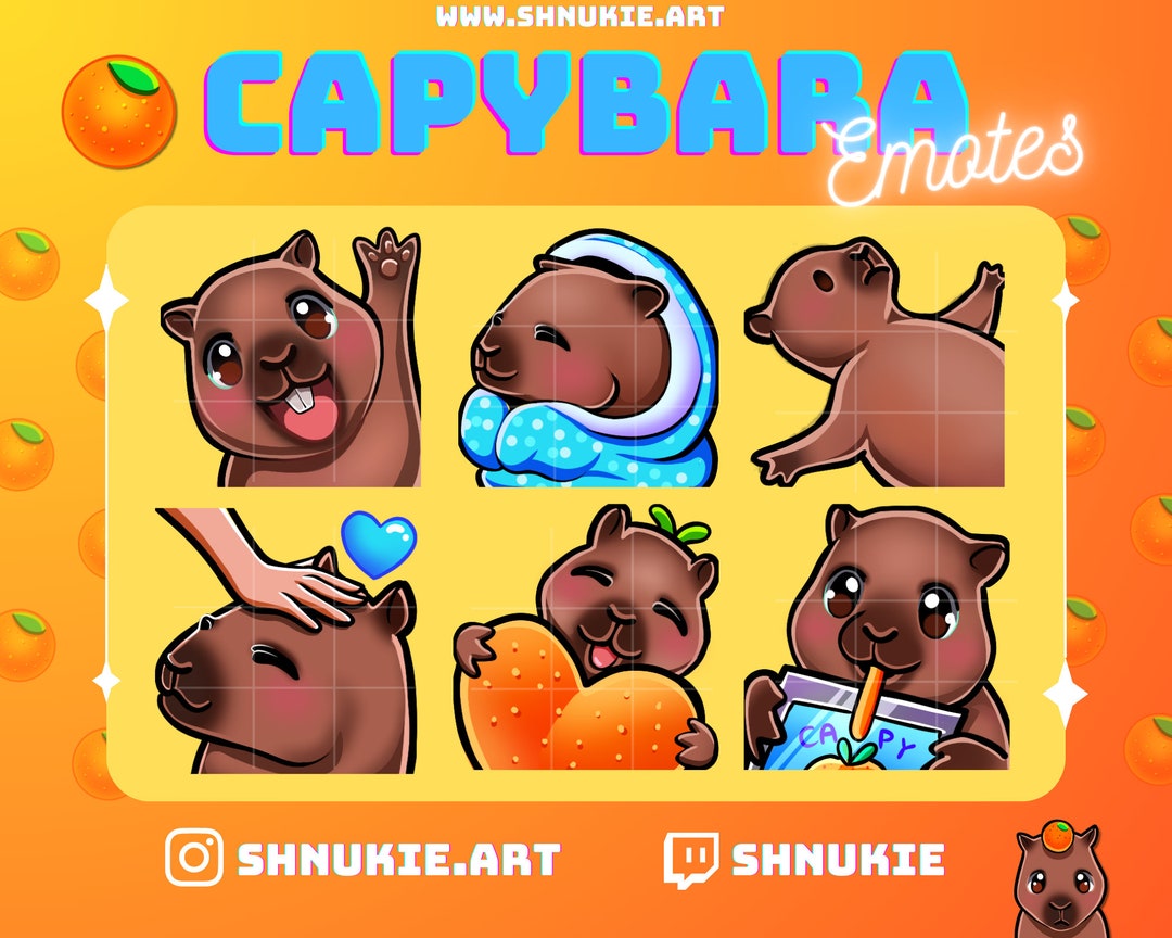6 CAPYBARA Emote Bundle Emote Pack Twitch Discord Youtube - Etsy