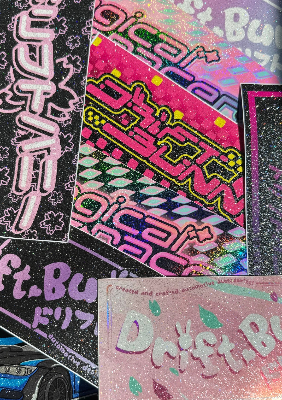 Holographic | Glitter Drift Bunny Vinyl Decal | Car Window JDM Drift ...