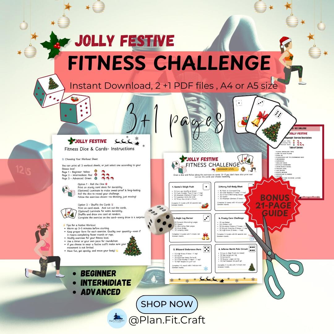Christmas Fitness Challenge | Printable Dice Workout + Card Game ...