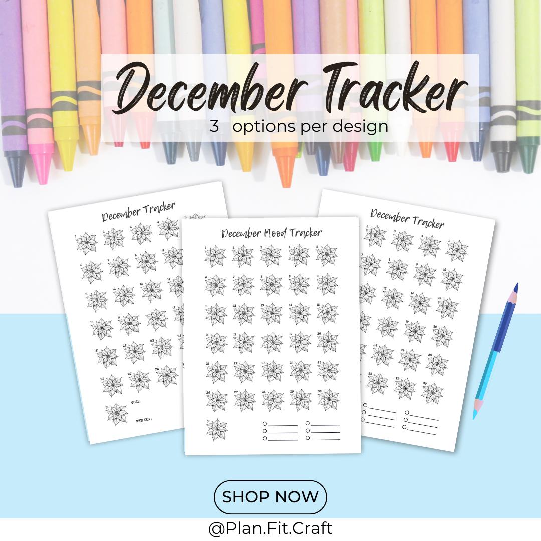 December Tracker Coloring Pages Bundle: Mood, Exercise, and Habit ...