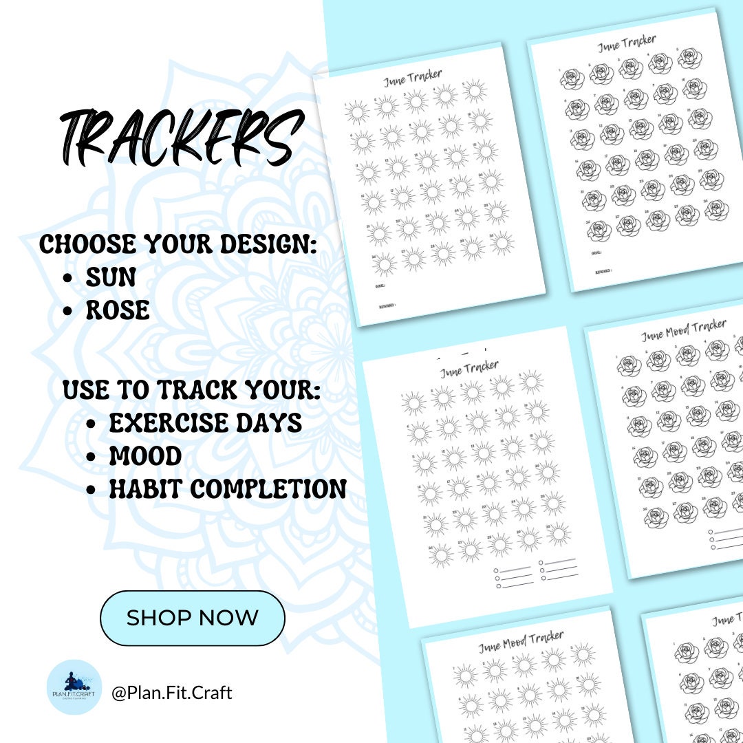 June Tracker Coloring Pages Bundle: Mood, Exercise, and Habit Tracker ...
