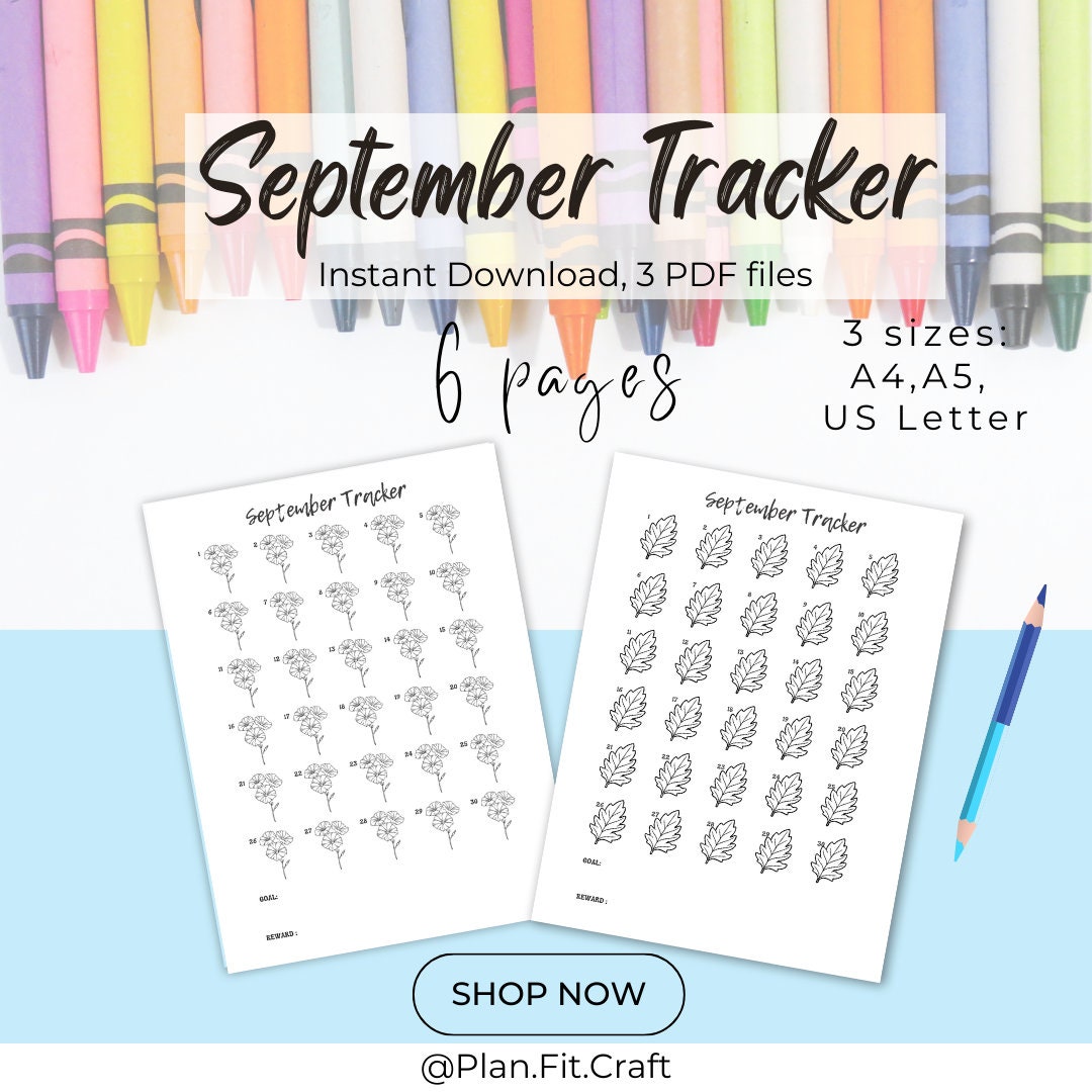 September Autumn Tracker Coloring Pages Bundle: Mood, Exercise, and ...