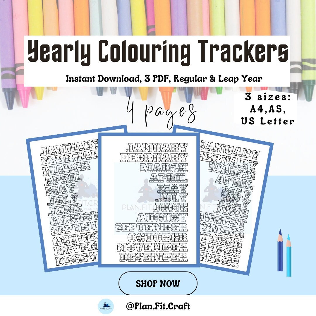 Year-long Coloring & Habit Tracking Printable - Etsy